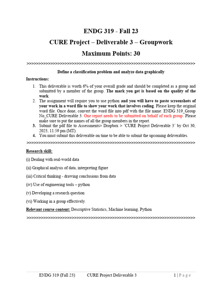 CURE Project Deliverable 3 Overview | PDF | Statistical Classification ...