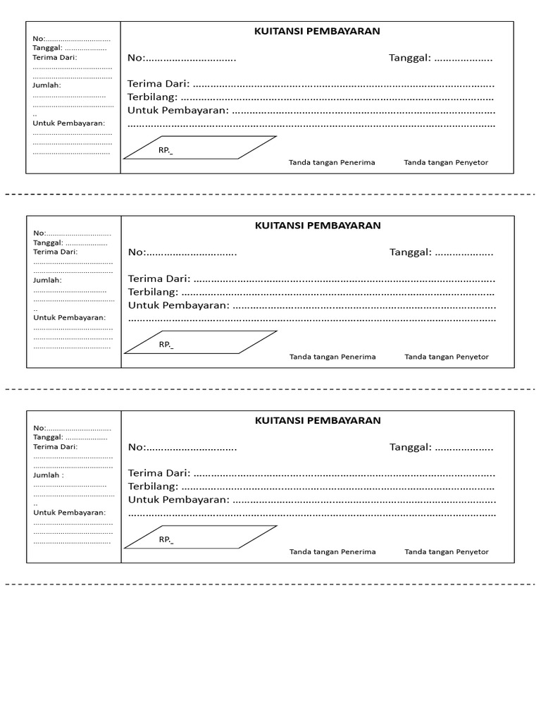Template Kuitansi Pembayaran Kosong | PDF