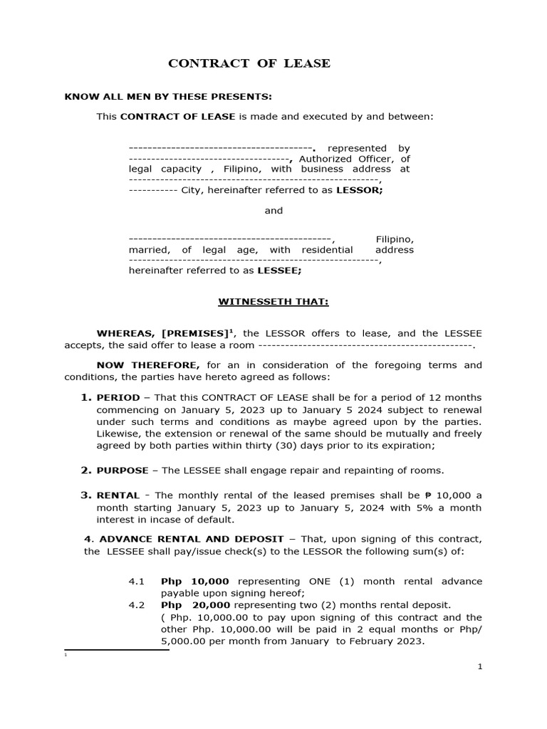 Contract of Lease | PDF | Lease | Private Law