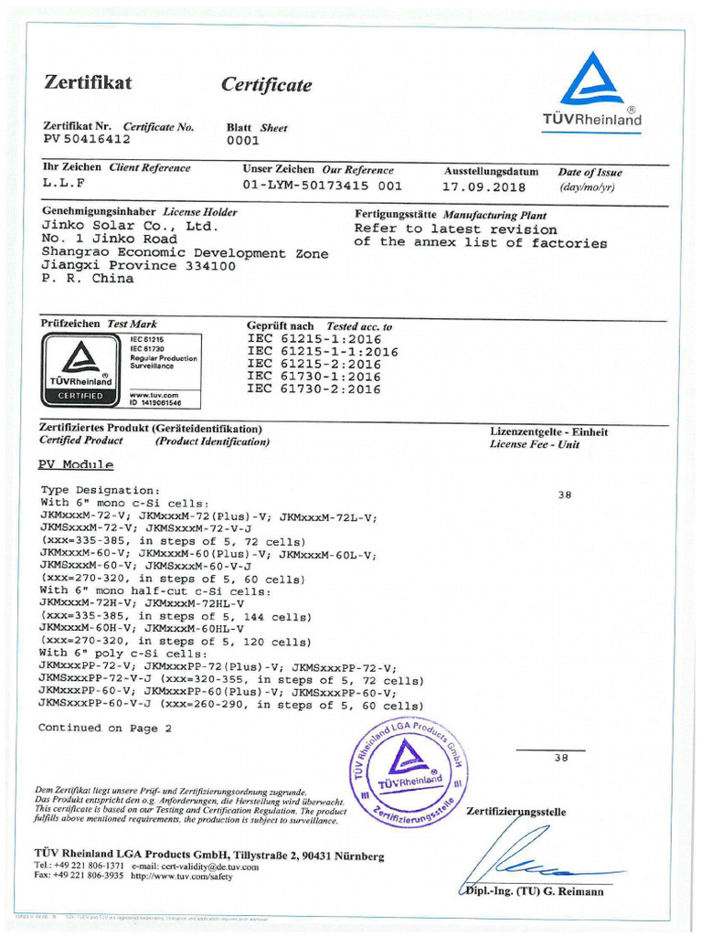 PV Module Certification Notice | PDF | Solar Energy | Electrical ...