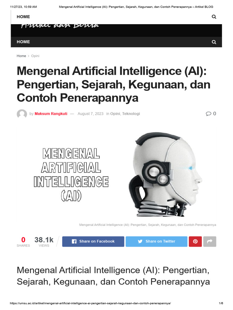 Mengenal Artificial Intelligence (AI) - Pengertian, Sejarah, Kegunaan ...