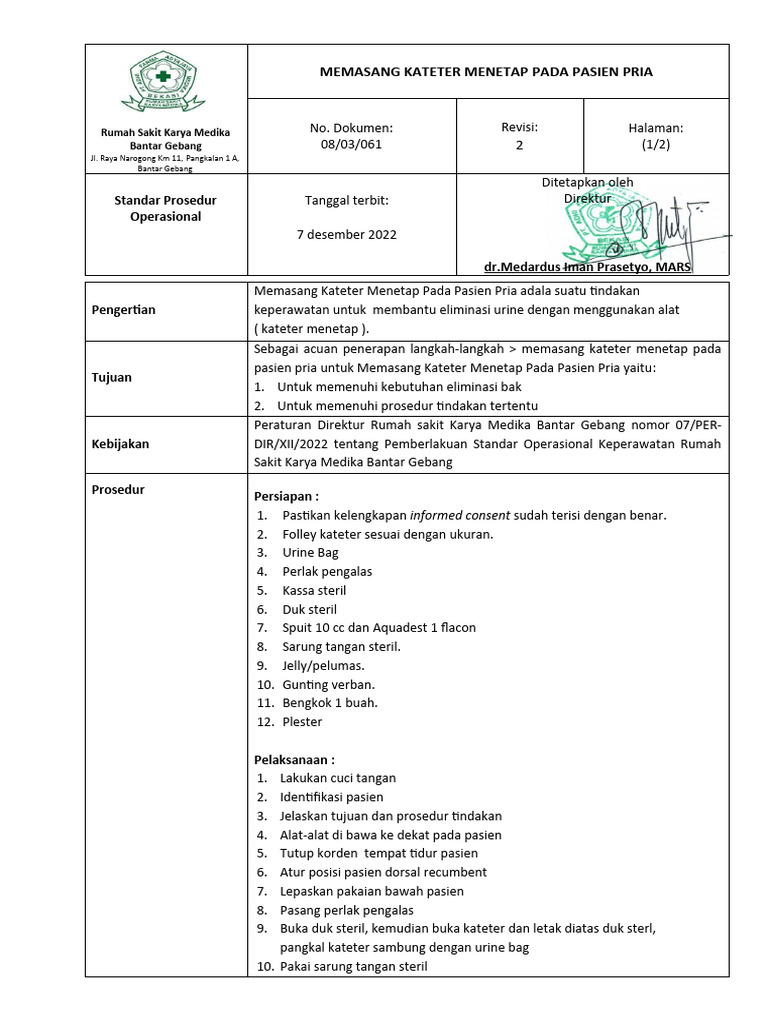 Memasang Kateter Menetap Pria | PDF