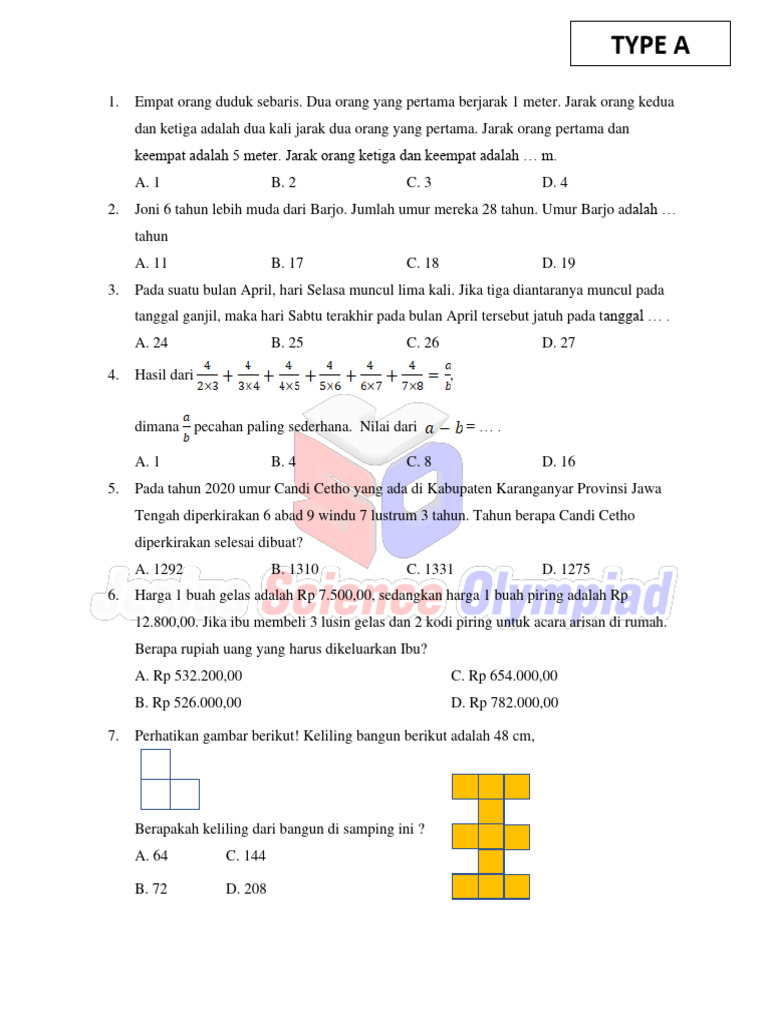 MATEMATIKA LEVEL 2 (TYPE A) - Organized | PDF | Metode & Bahan Ajar