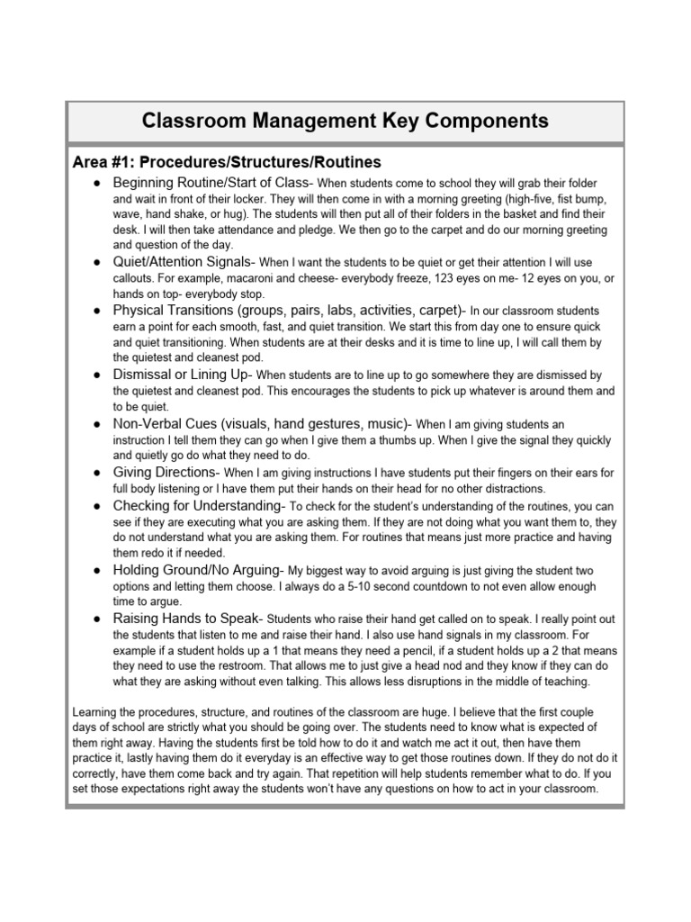 Classroom Management Key Components - Taylor Koisti | PDF | Laughter ...