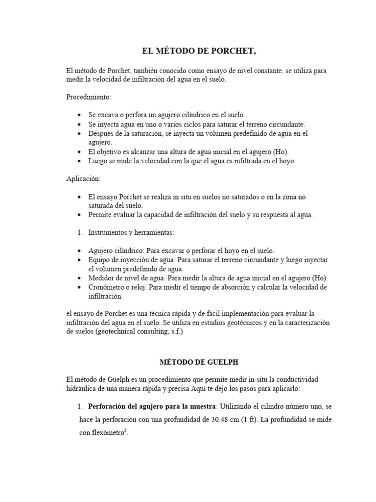 PORCHET | PDF | Agua | Perforación