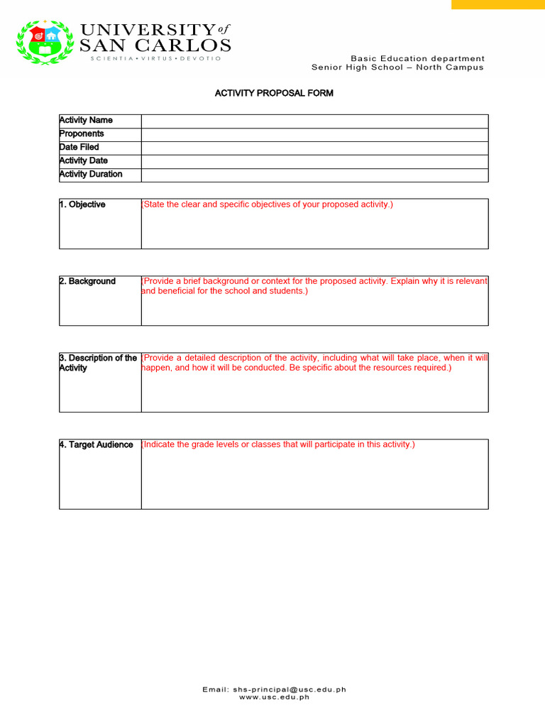 Activity Proposal Form Template | PDF | Safety