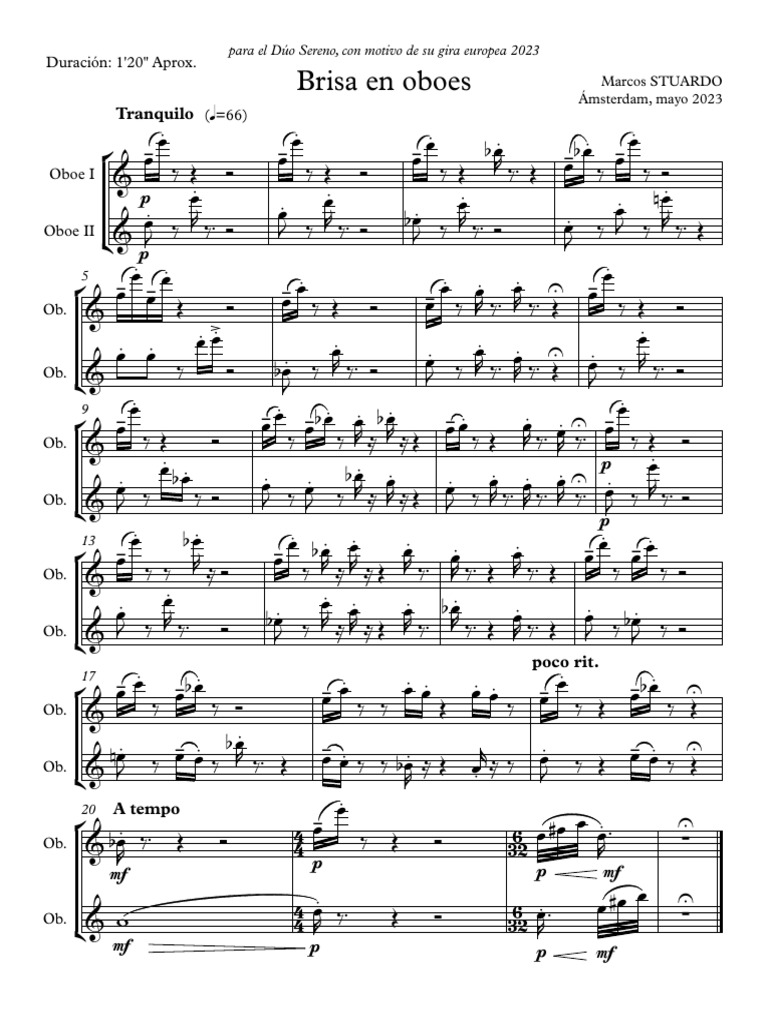 Brisa en Oboes - Full Score | PDF