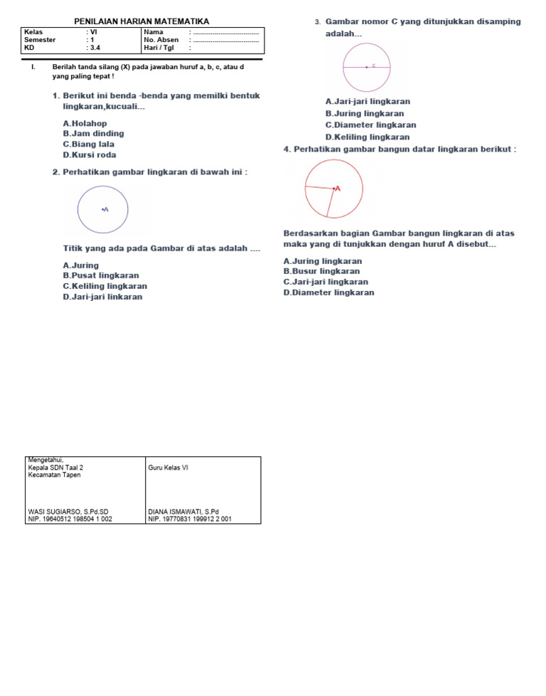 Kls 6 MTK KD 3.4 Lingkaran | PDF