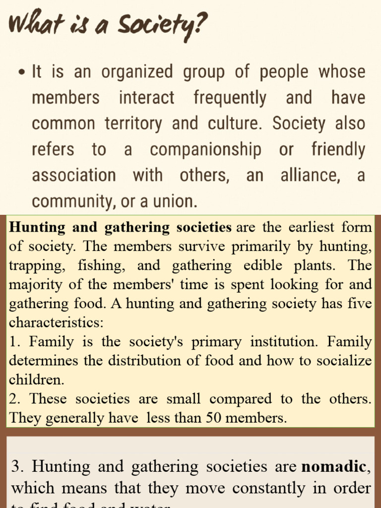 Types of Societies | PDF | Society | Hunter Gatherer
