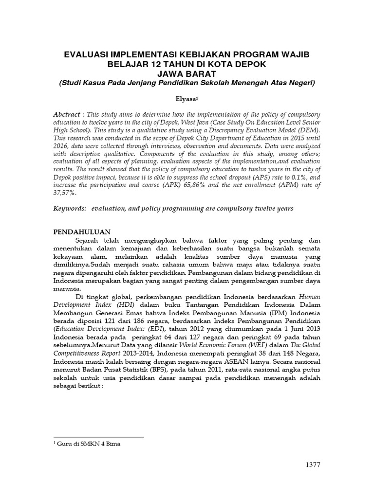Kebijakan Program Wajib Belajar 12 Tahun | PDF