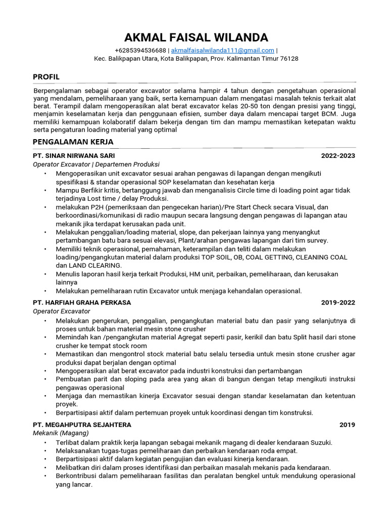 CV - Akmal Faisal Ats FRR | PDF