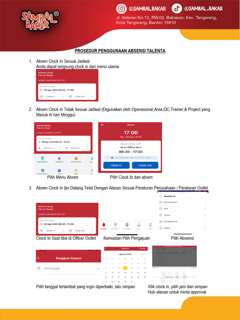 Prosedur Penggunaan Absensi Talenta | PDF