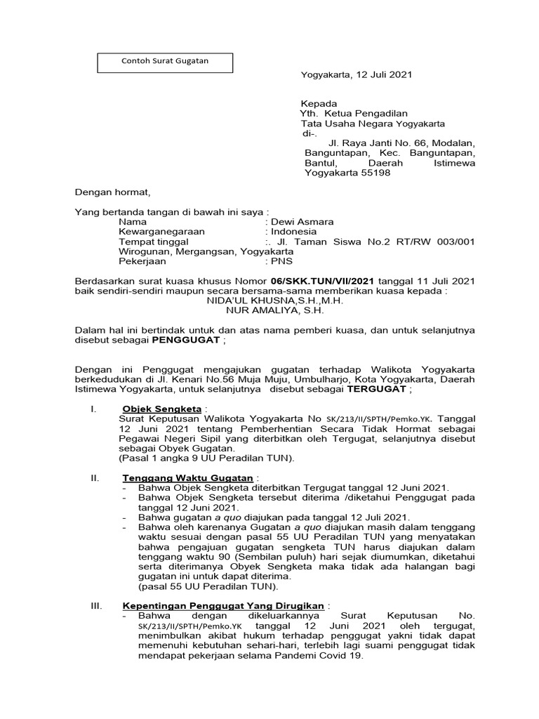 Contoh Surat Gugatan | PDF