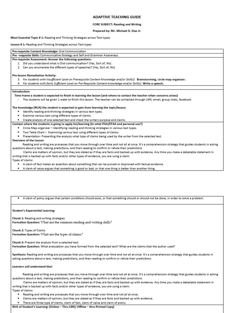 ATG ReadingWritingL1 | PDF | Reading Comprehension | Neuroscience