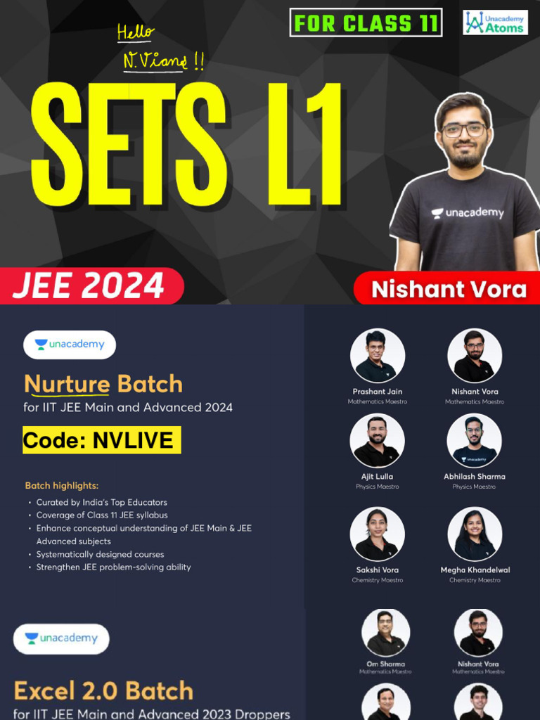 Sets L 1 - Aarambh Batch - Class 11 | PDF | Set (Mathematics) | Writing