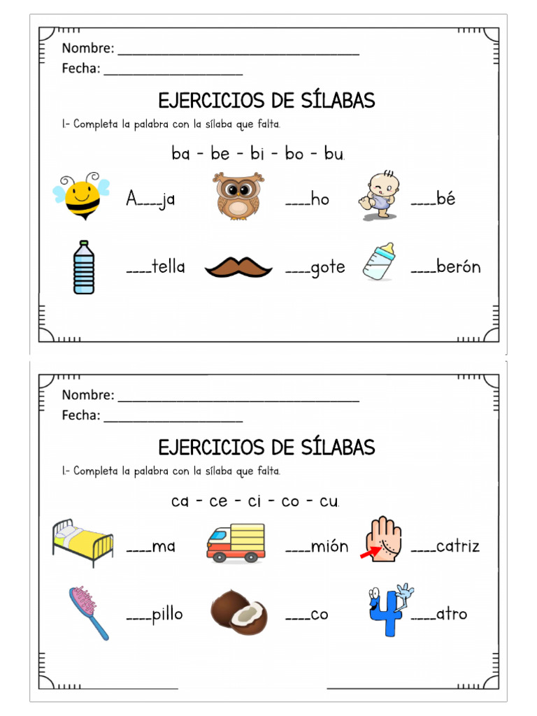 Cuadernillo Completa La Silaba Que Falta | PDF