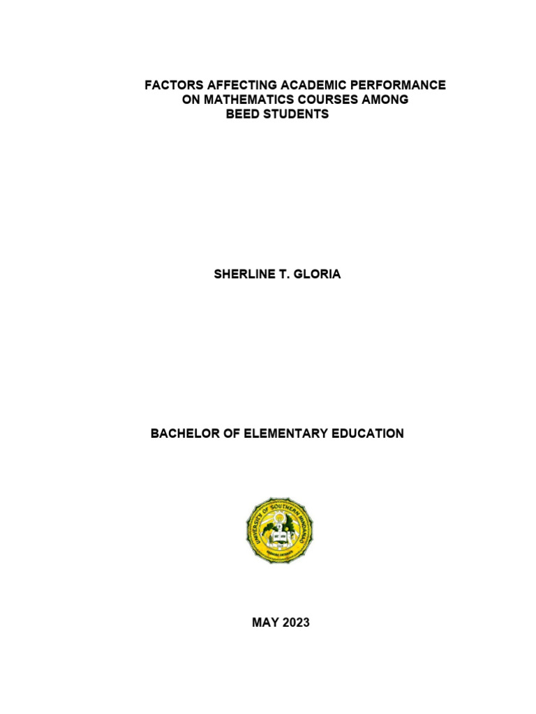 Gloria Sherline T. Factors Affecting Academic Performance On Mathematic ...