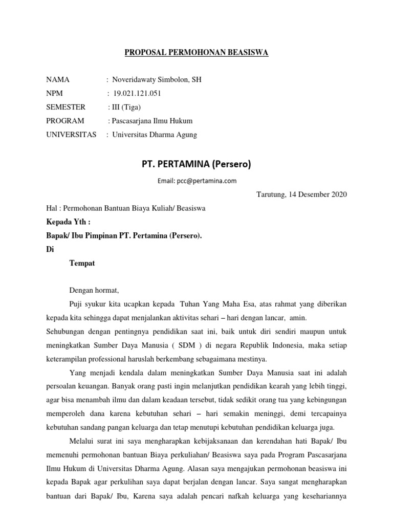 Proposal Pengajuan Beasiswa-Fix | PDF