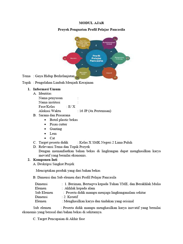 Contoh Modul Ajar P5 | PDF
