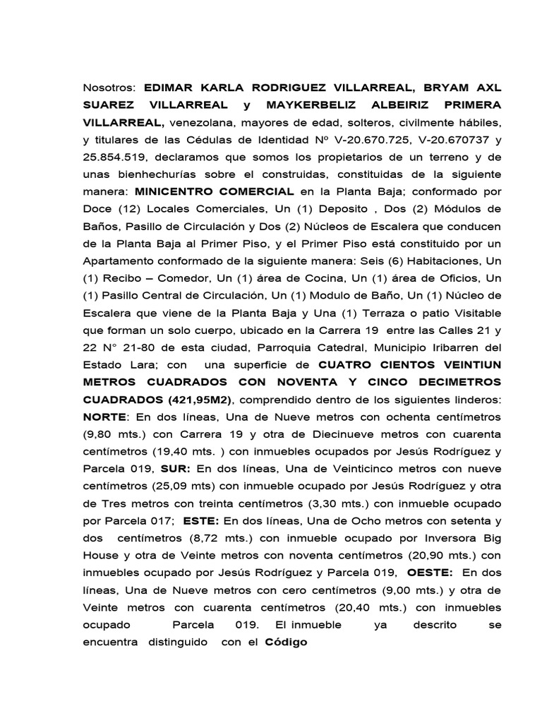 Documento Condominio Edificio El Emporio Villa Real (Maria Teresa Peña Ramirez) | PDF ...