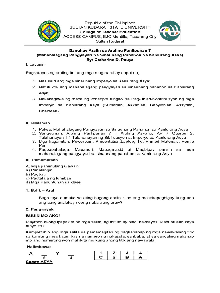 Mahahalagang Pangyayari Sa Sinaunang Panahon Sa Kanlurang Asya | PDF