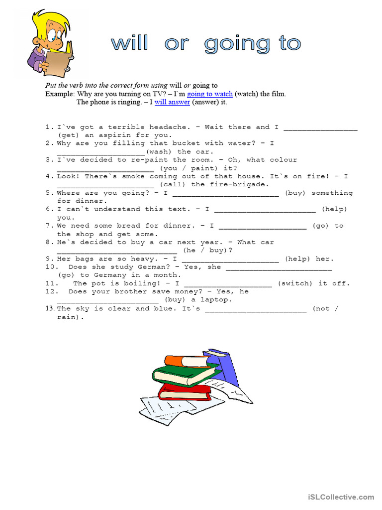 Verb Forms: Will vs. Going To Exercise | PDF | Teaching Methods & Materials
