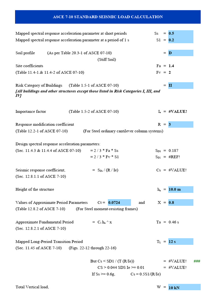 Asce 7-10 Standard Seismic Load Calculation | PDF | Earth Sciences ...