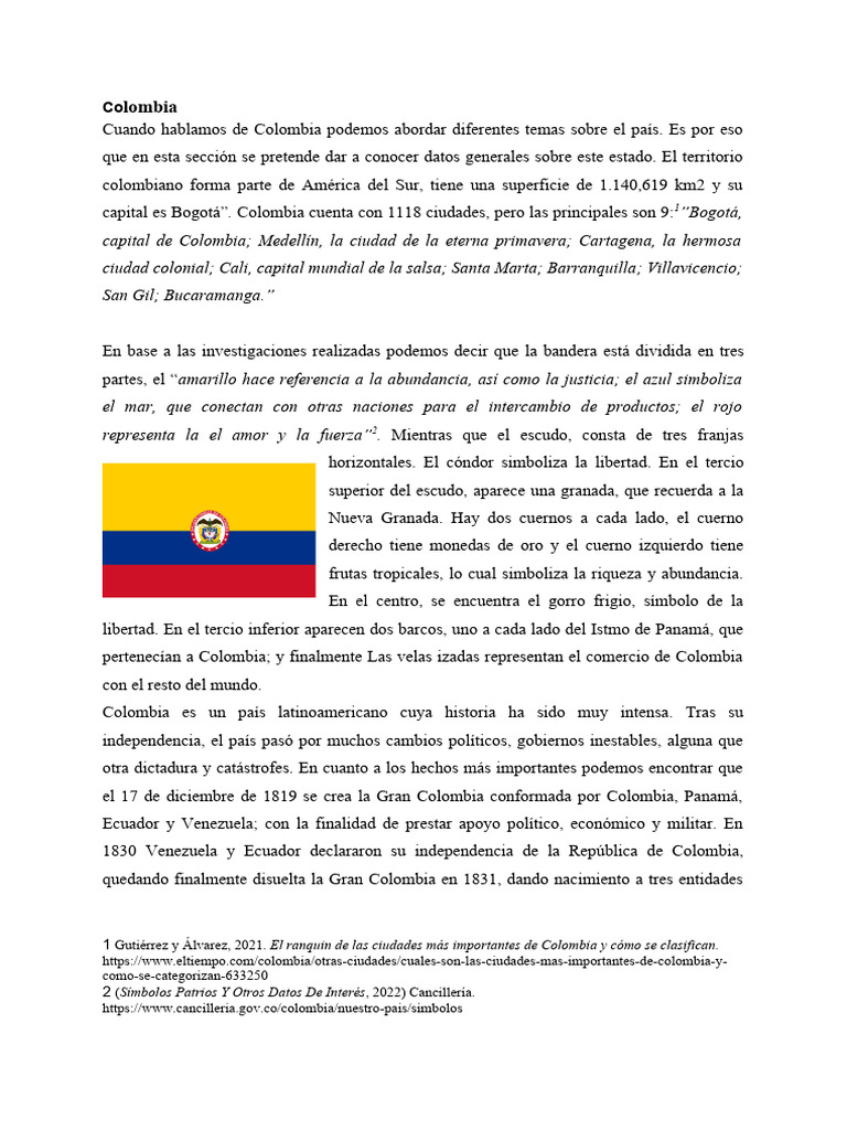 Datos Generales sobre Colombia para Niños | PDF | Colombia | America latina