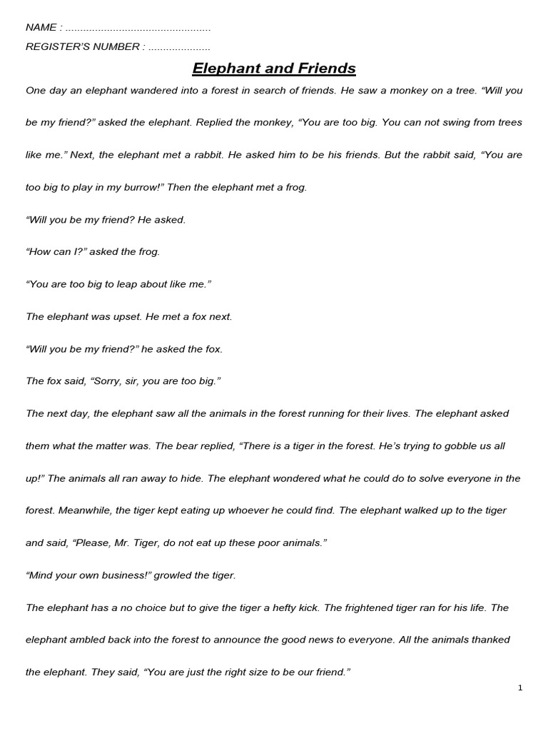 Elephant's Quest for Friendship | PDF | Mammals | Organisms