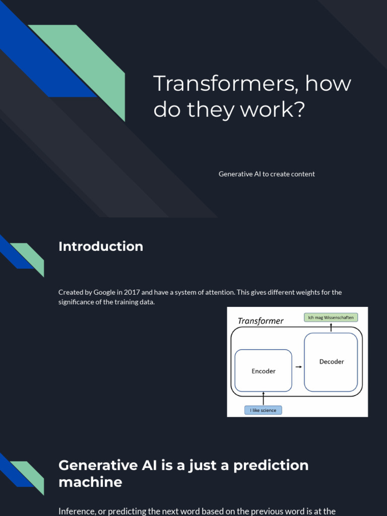 Transformers, How Do They Work?: Generative AI To Create Content | PDF ...