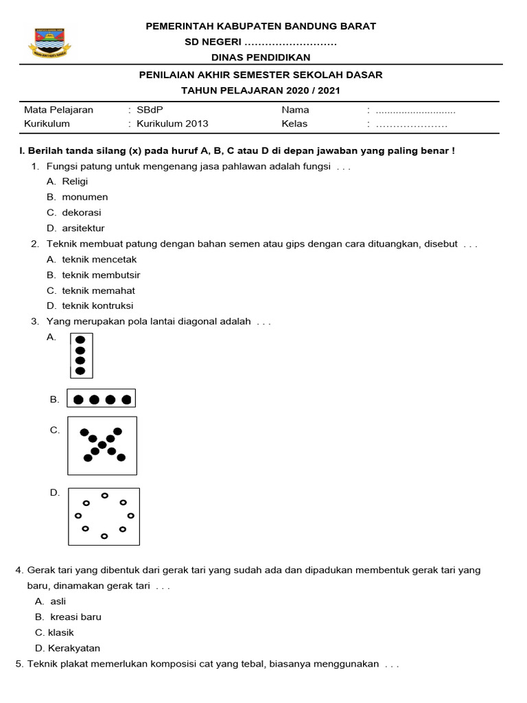 MASTER SOAL PAS SBDP Kelas 6 | PDF