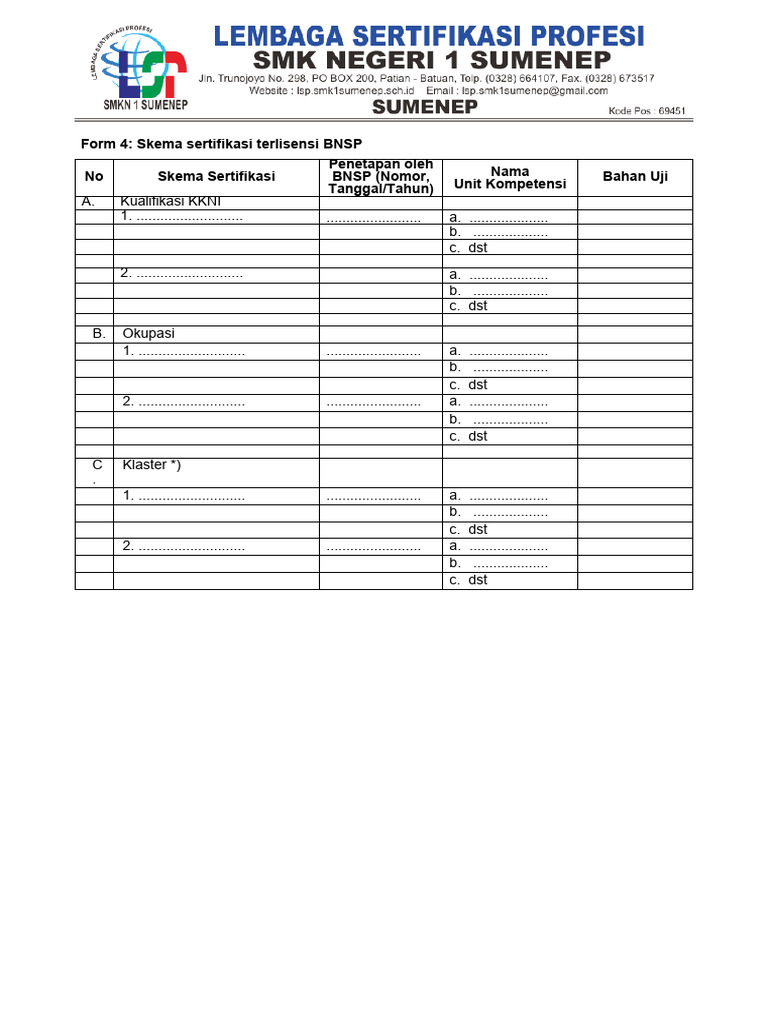 Form 4 Skema Sertifikasi Terlisensi BNSP | PDF