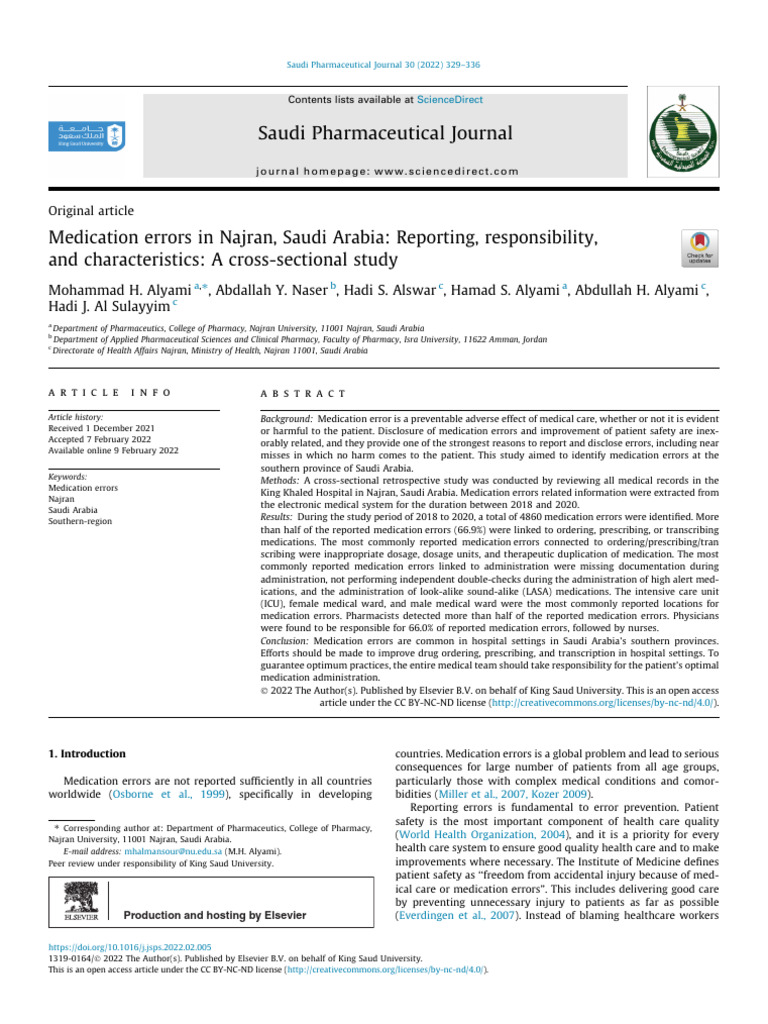 Kesalahan Obat Di Arab Saudi | PDF | Medical Error | Medical Prescription