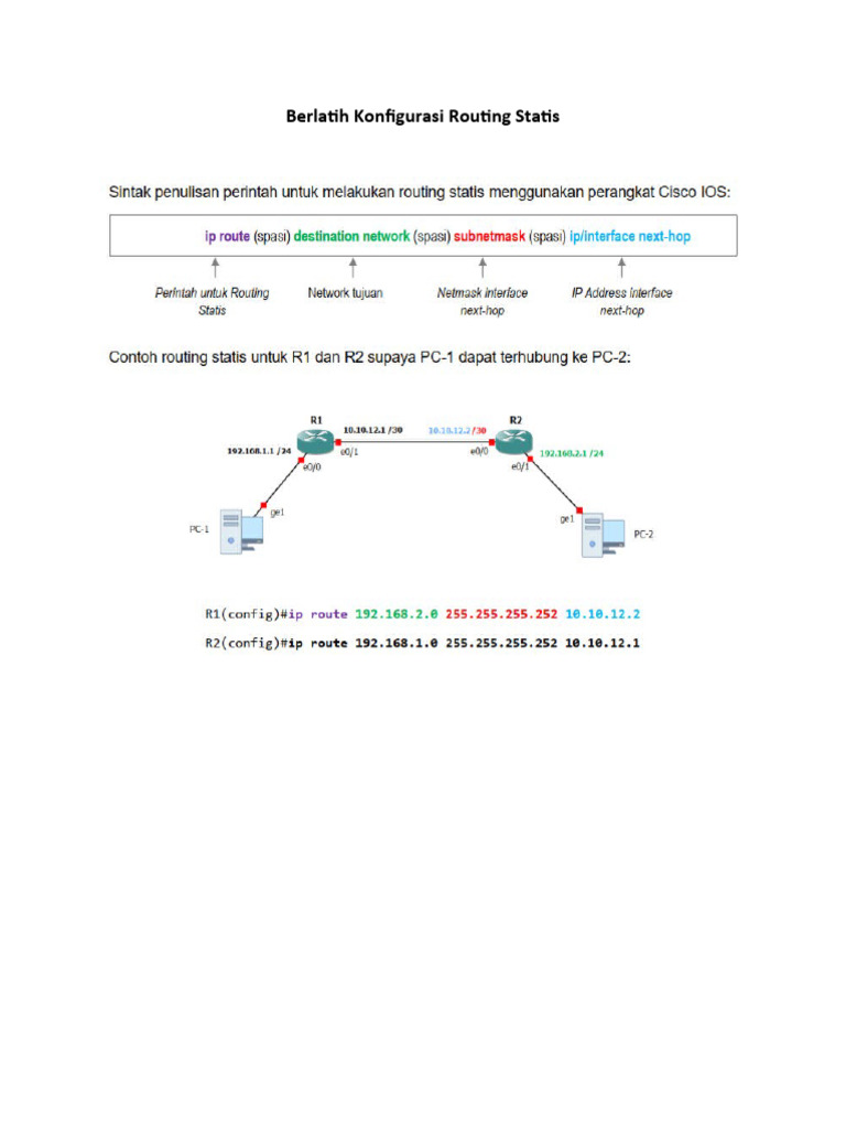Berlatih Konfigurasi Routing Statis | PDF