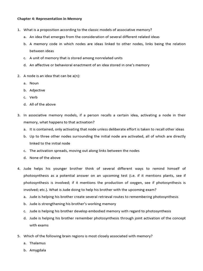 Chapter 4 - Representation in Memory | Download Free PDF | Memory | Cognition