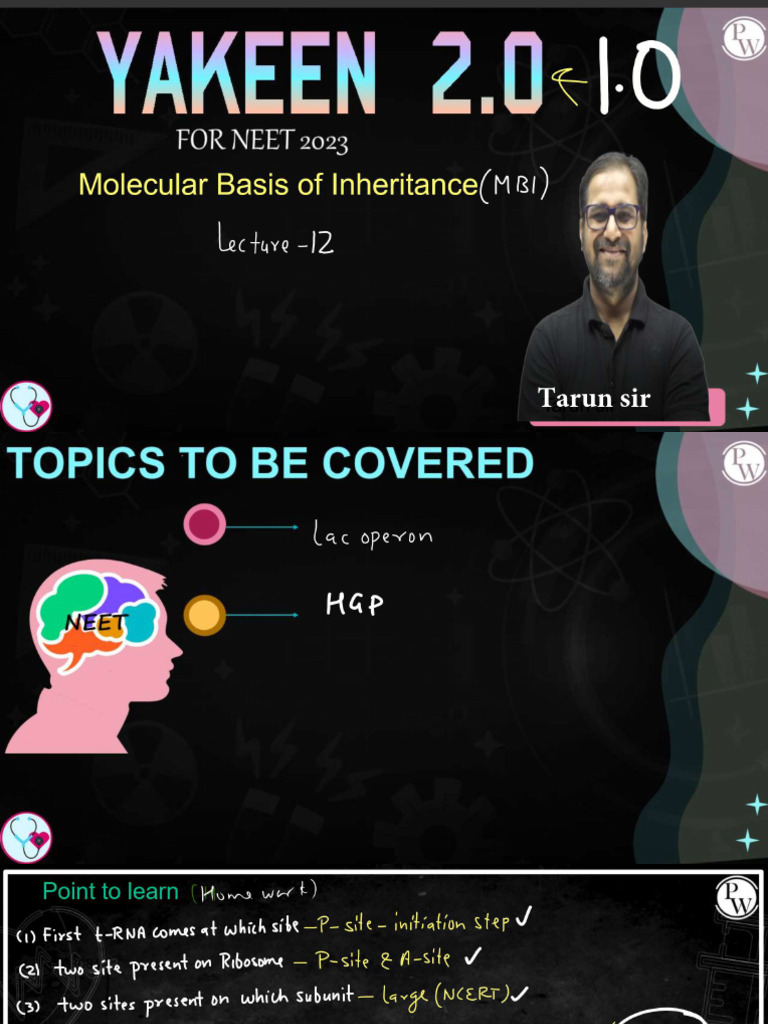 Molecular Basis of Inheritance 12 - Class Notes - (Yakeen 2.0 2023 PW ...