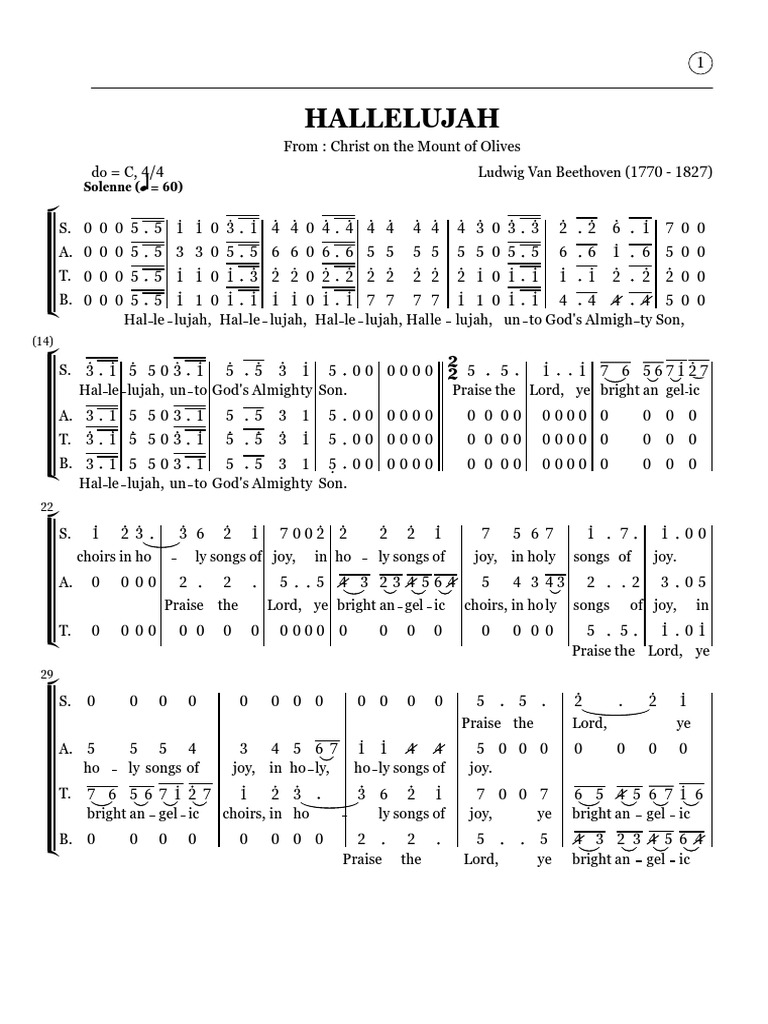 HALLELUJAH (From Christ On The Mount of Olives) (SATB) - Ludwig Van ...