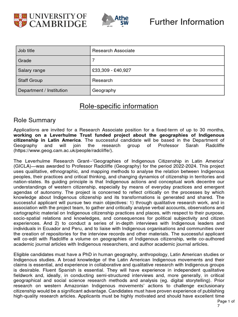 Radcliffe PDRA FPs | PDF | Cost Of Living | Recruitment