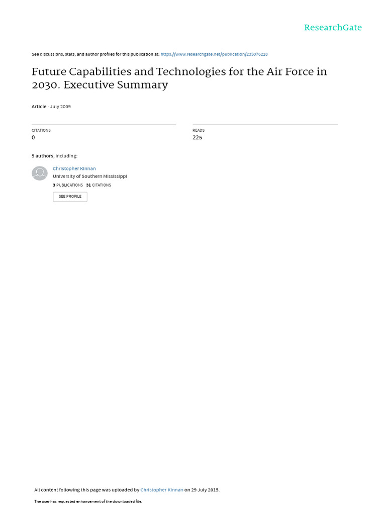 Future Capabilities and Technologies For The Air Force in 2030 ...