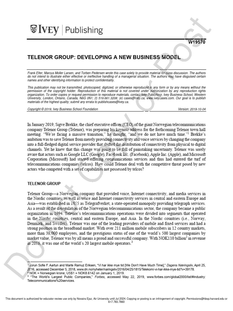 Case Study - Business Model (Telenor Group) | PDF | Mobile App ...