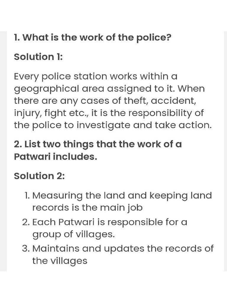 Rural Administration Class 6 | PDF