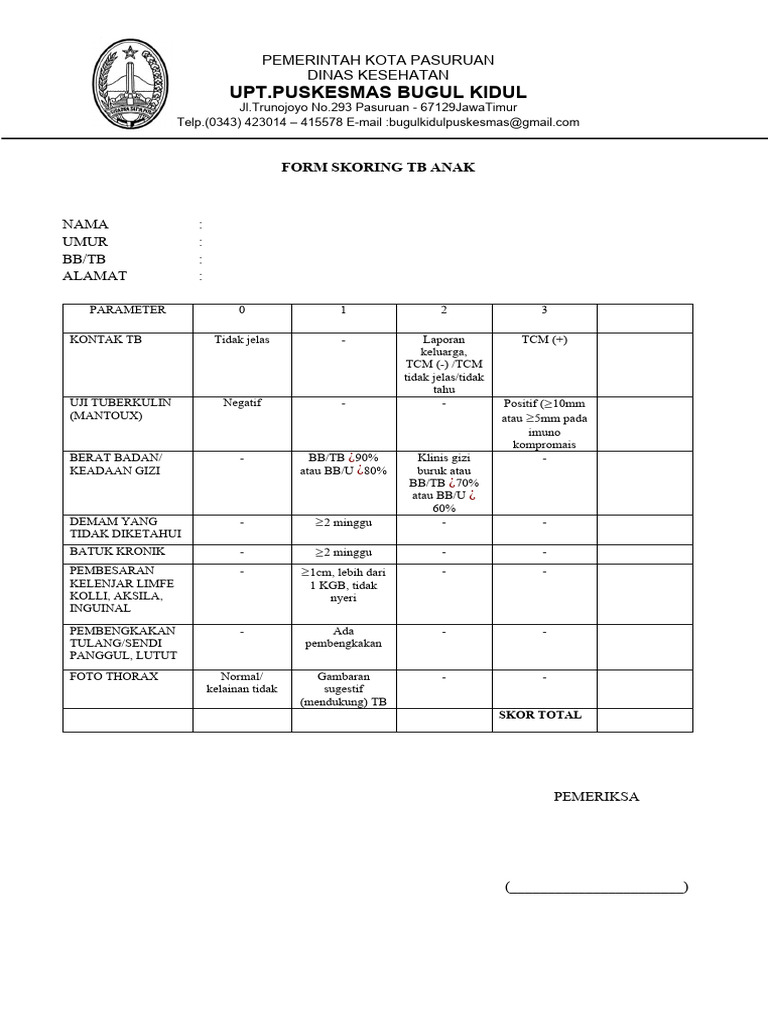 Form Skoring TB Anak | PDF