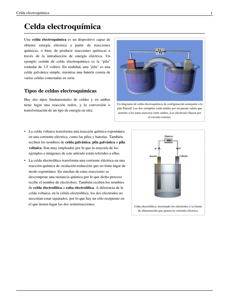 Celda electroquímica | PDF | Electromagnetismo | Electroquímica