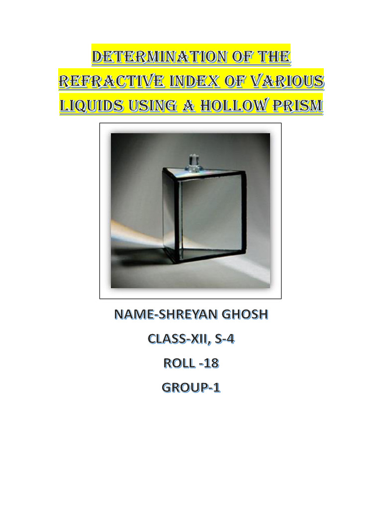 Determination of Refractive Index of Various Liquids Using A Hollow ...