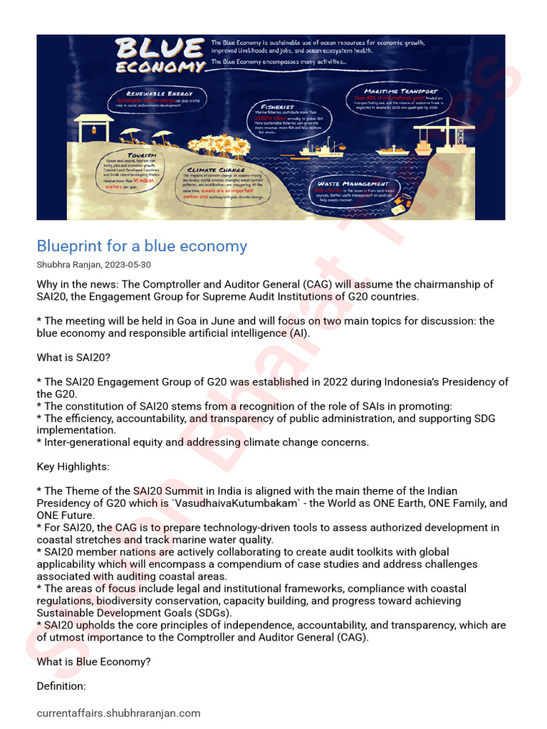 G20's Blueprint for a Blue Economy | PDF | Sustainability | Overfishing