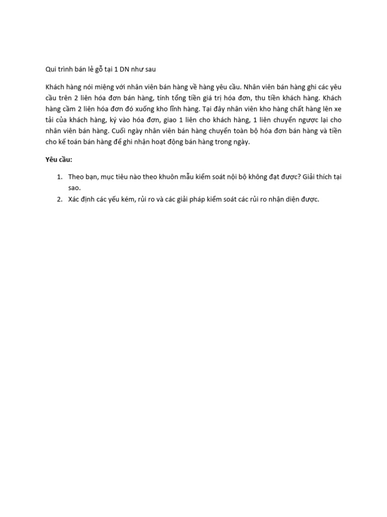 BT Tự Luận Lóp T7- Bán Lẻ Gỗ | PDF