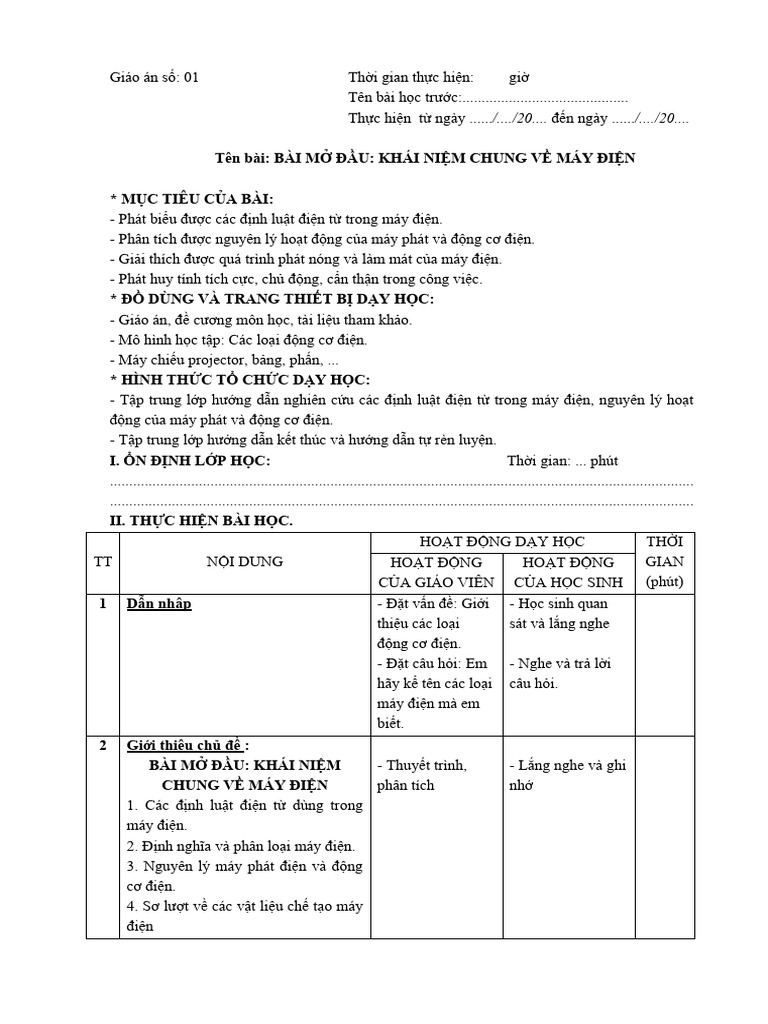 Giao An May Dien 1 | PDF