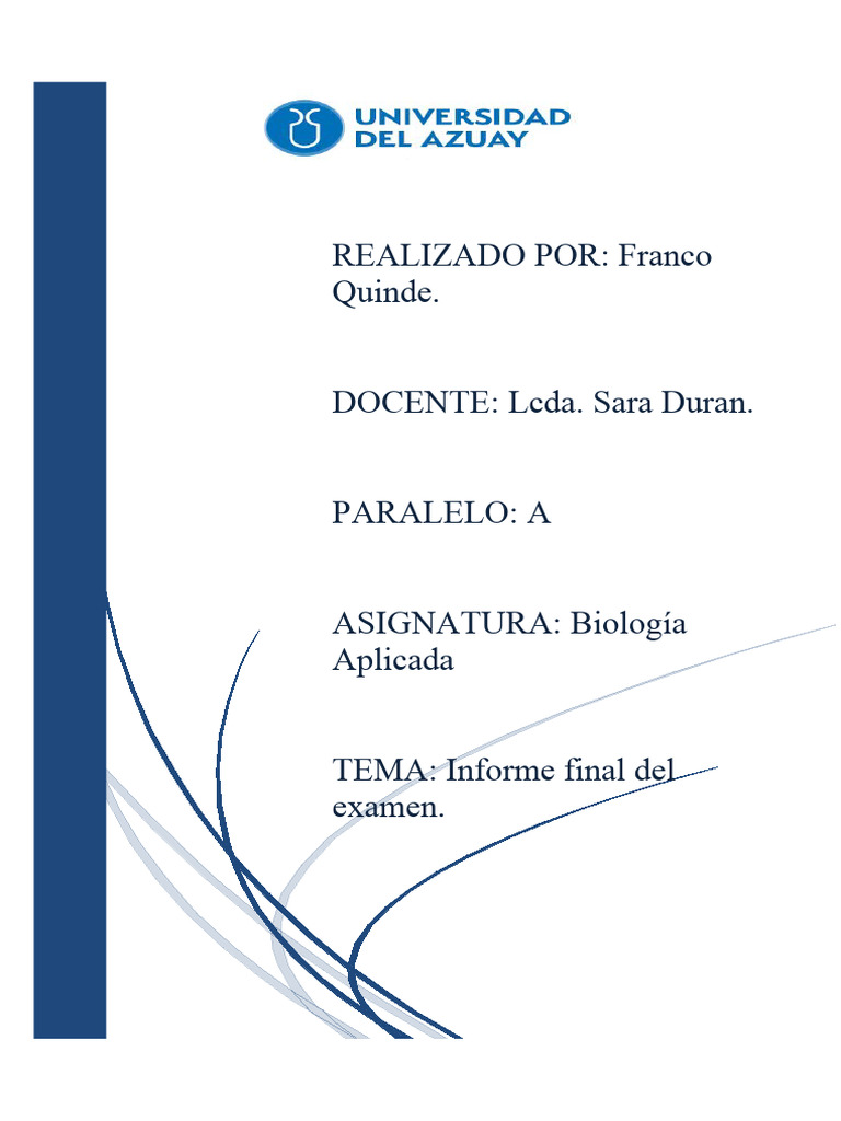 Examen Final Biologia Aplicada | PDF Examen Final Biologia Aplicada | PDF