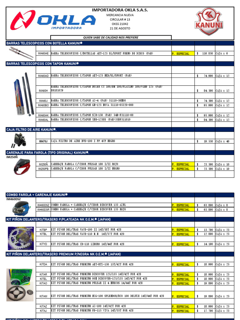 Mercancia Nueva Agosto 2021 Circular 13 Okss 21042 | PDF