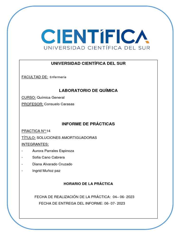 Informe-De-Soluciones Amortiguadoras | PDF | Solución tampón | Ph